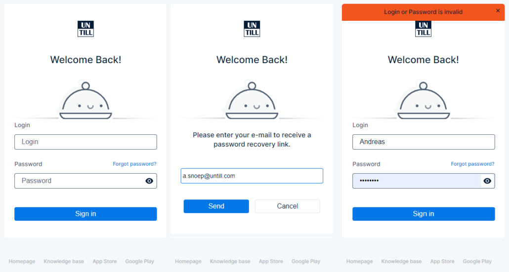 Login – unTill Web Management manual